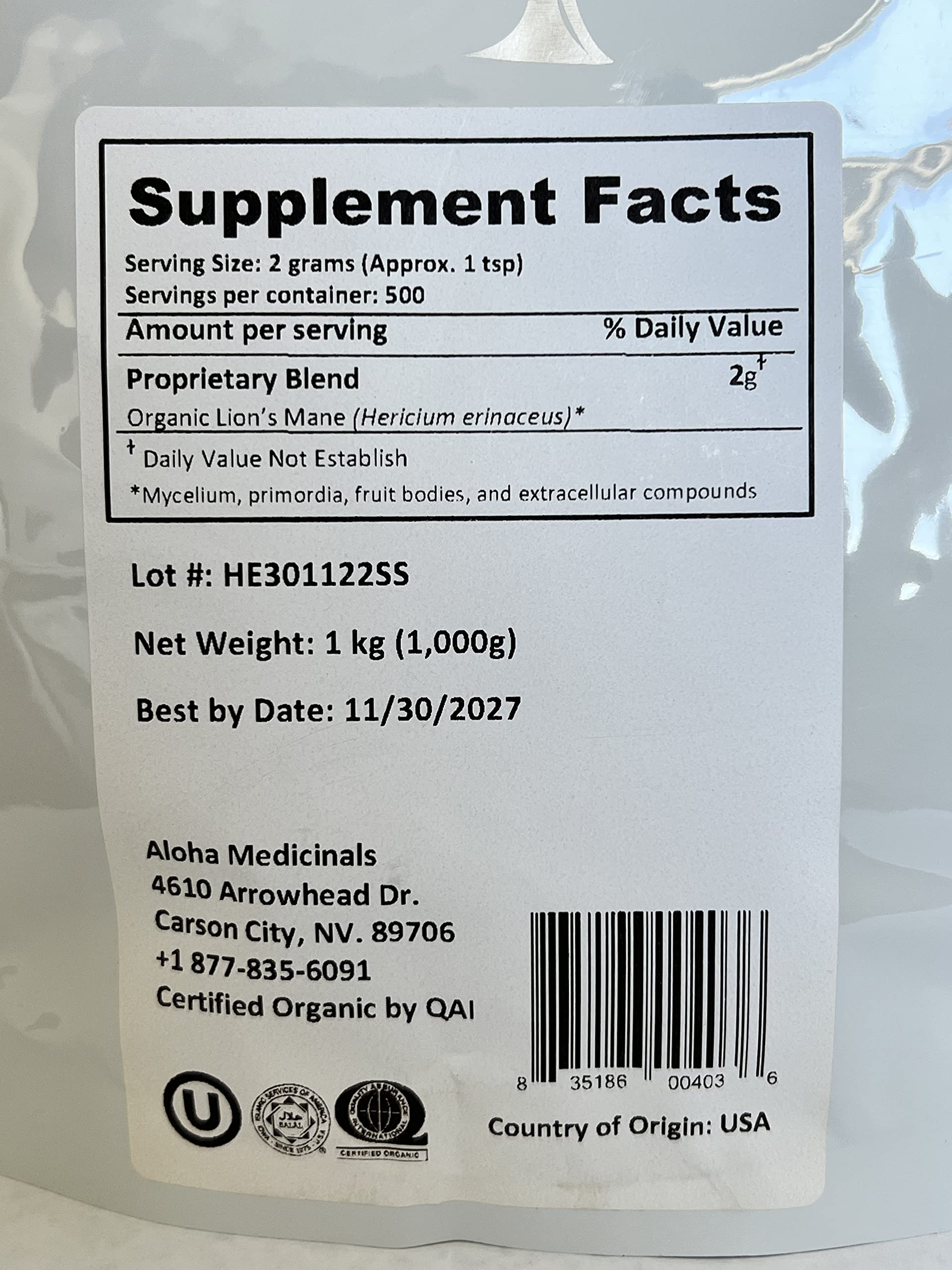 herbal supplement with lion's mane mushrooms