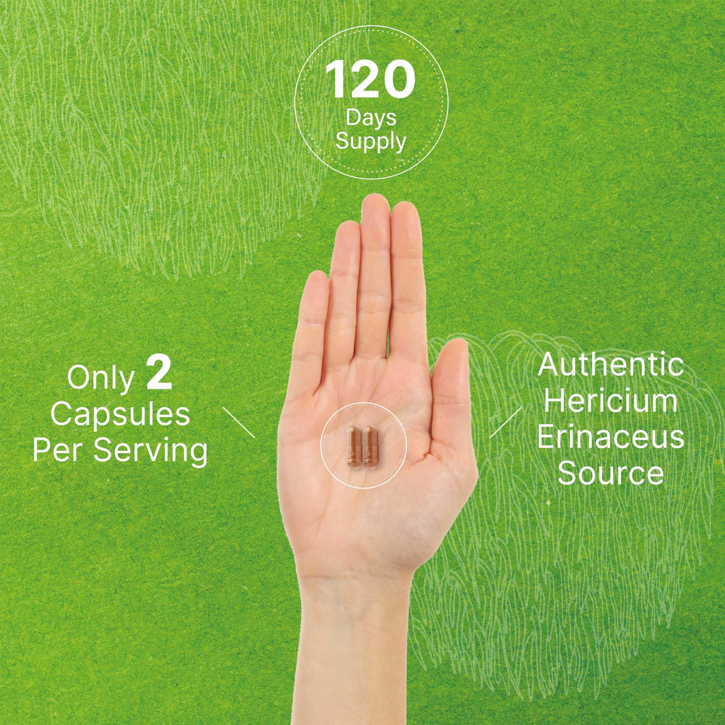 Herbal supplement with Lions Mane mushrooms
