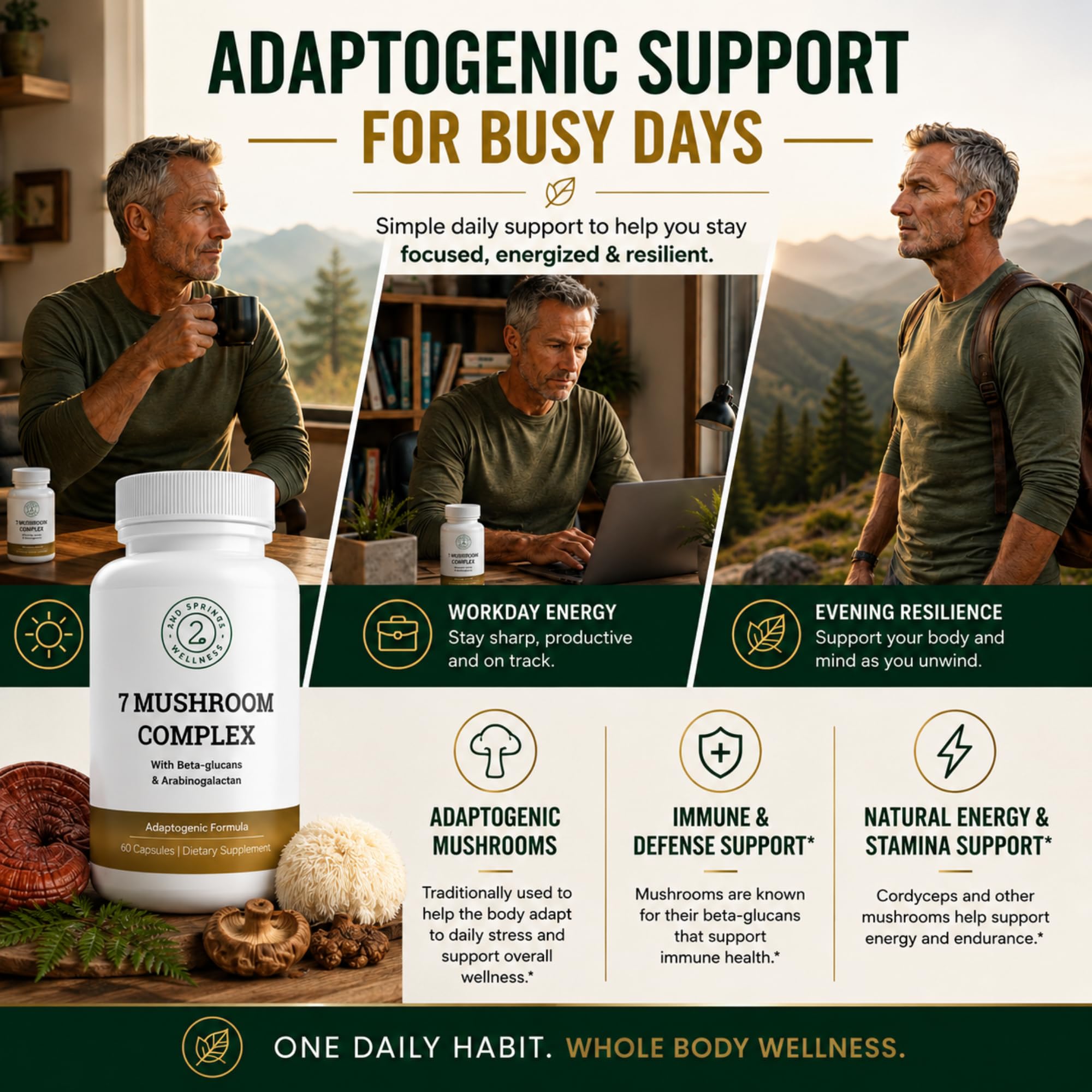 herbal supplement with multiple mushrooms