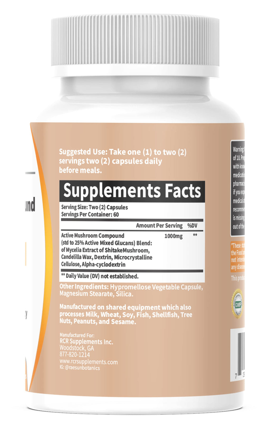 Herbal supplements with active mushrooms
