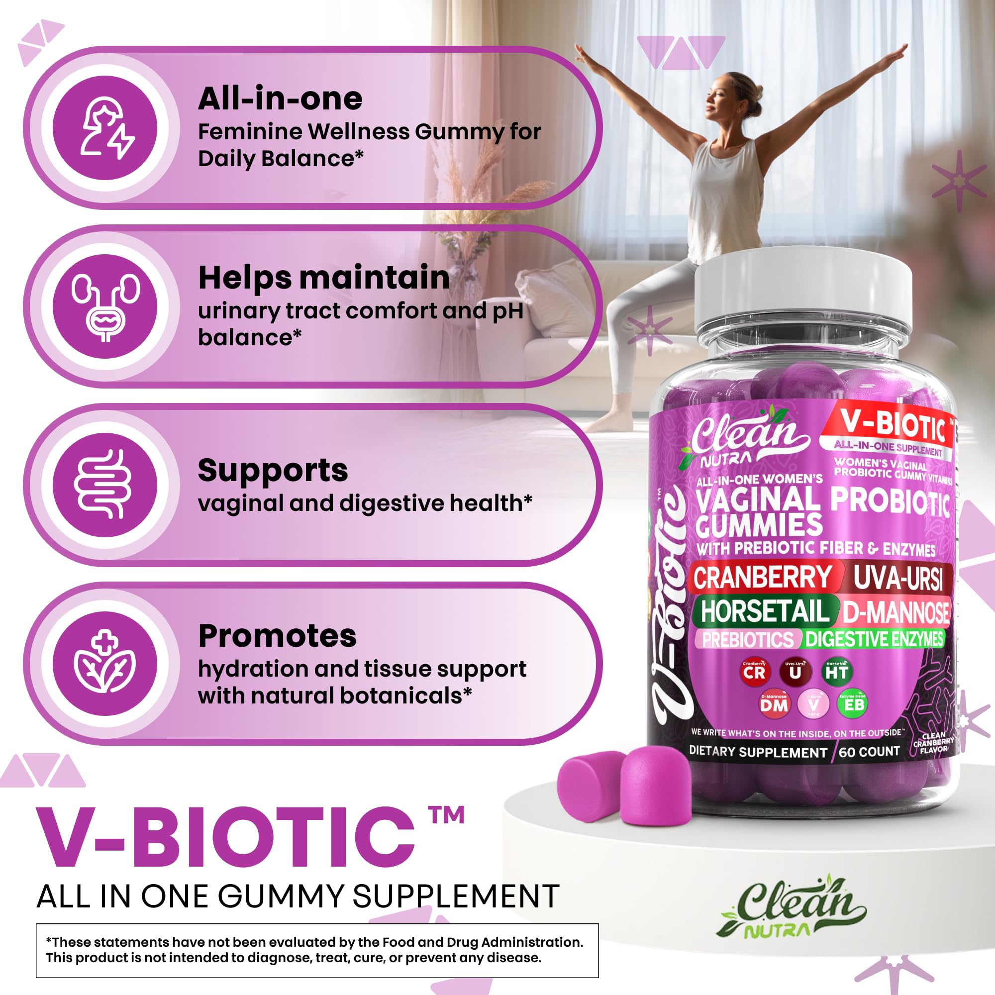 Herbal supplements with cranberry flavour