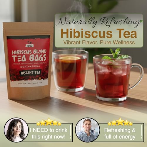 Herbal tea bags with hibiscus flavor