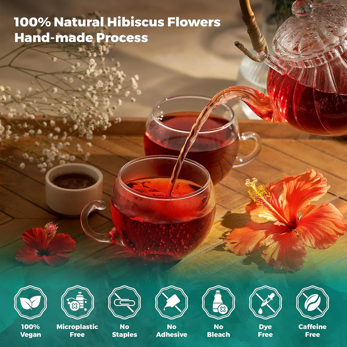 herbal tea bags with hibiscus flavour