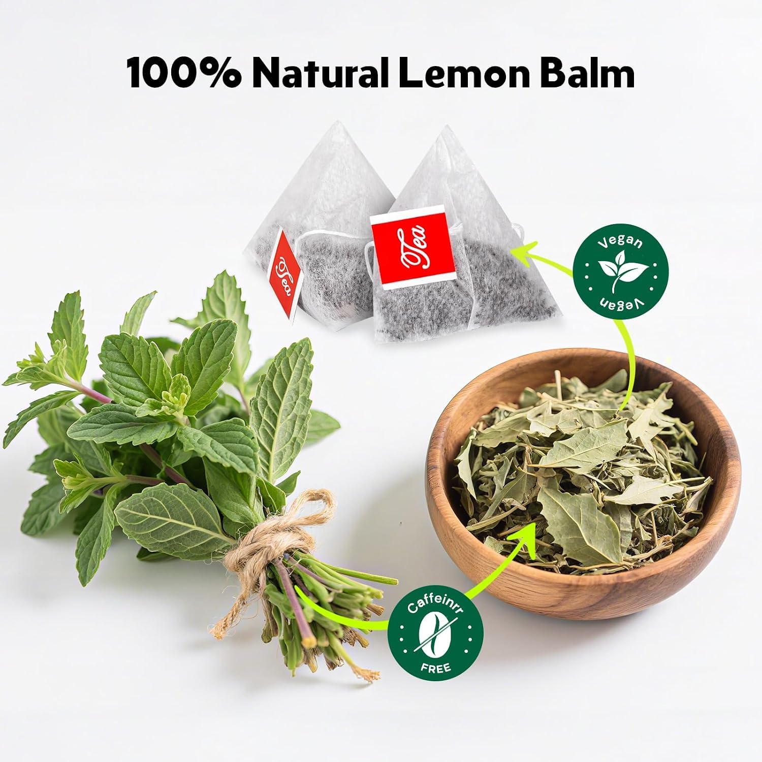 herbal tea bags with lemon balm