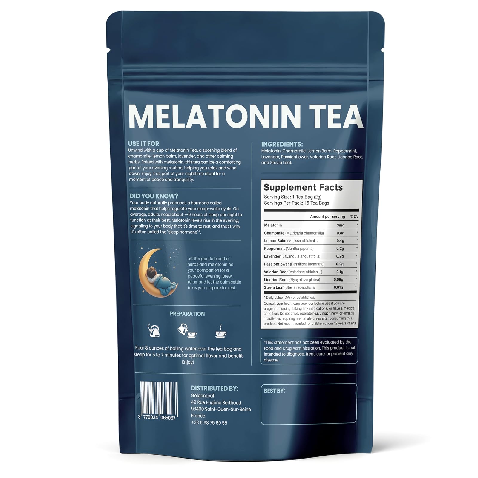 herbal tea bags with melatonin