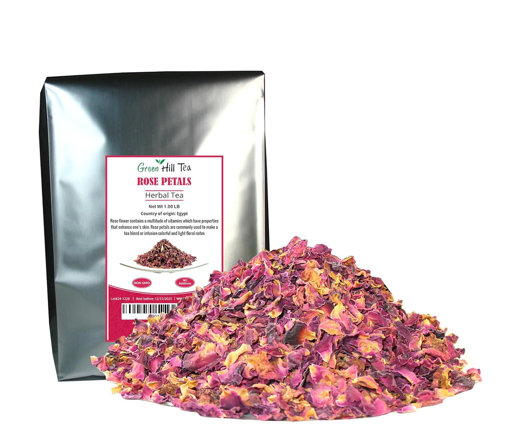 Herbal tea blend with dried rose petals