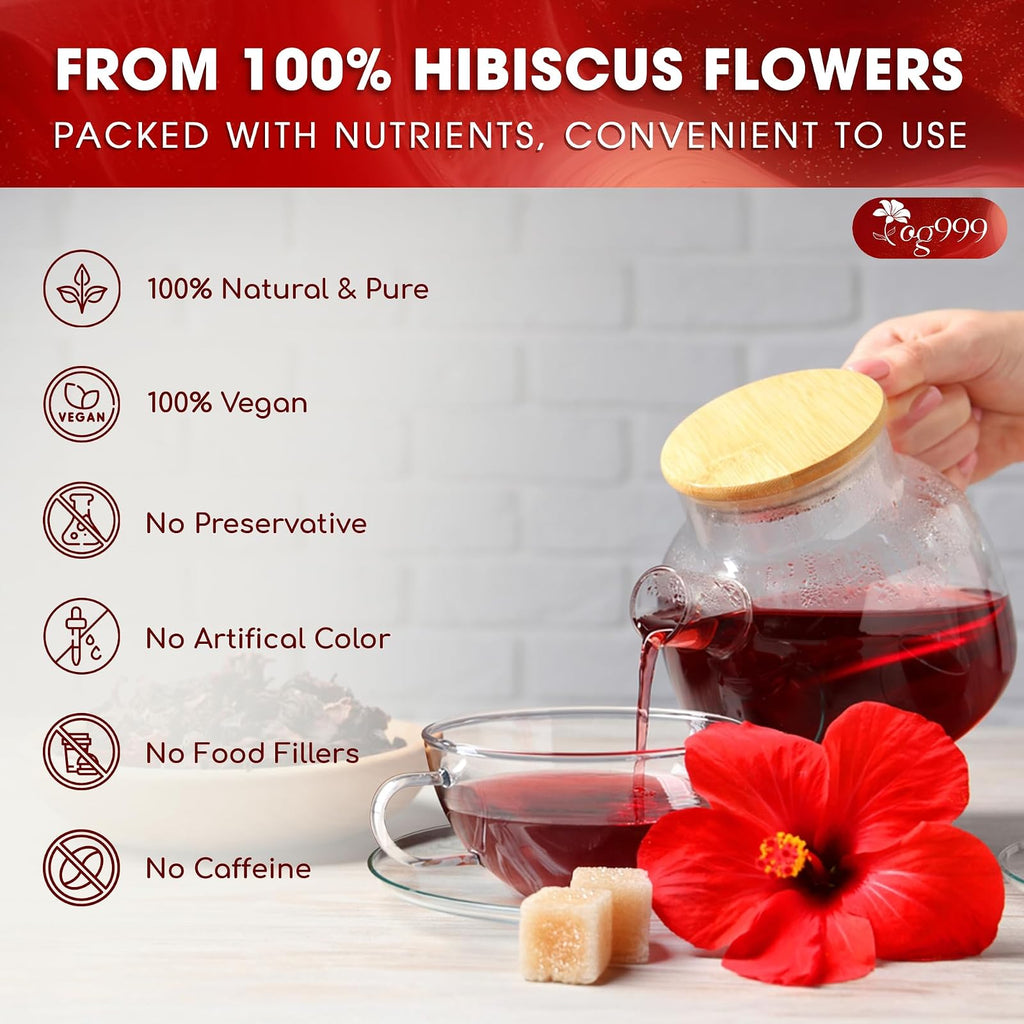herbal tea blend with hibiscus flowers