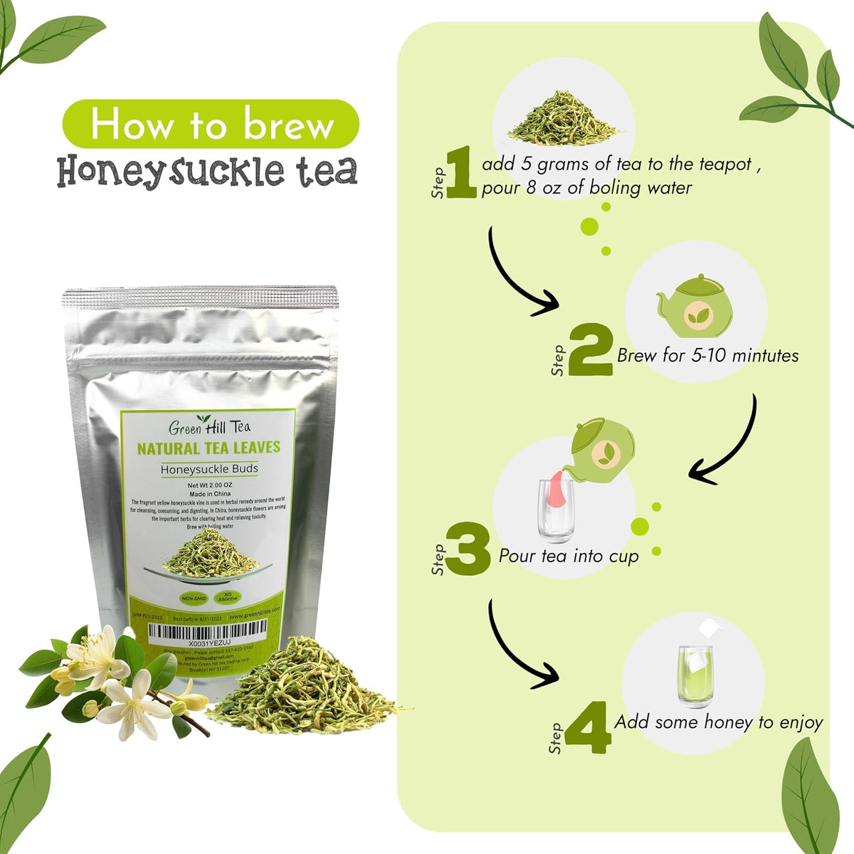 Herbal tea blend with honeysuckle flavour