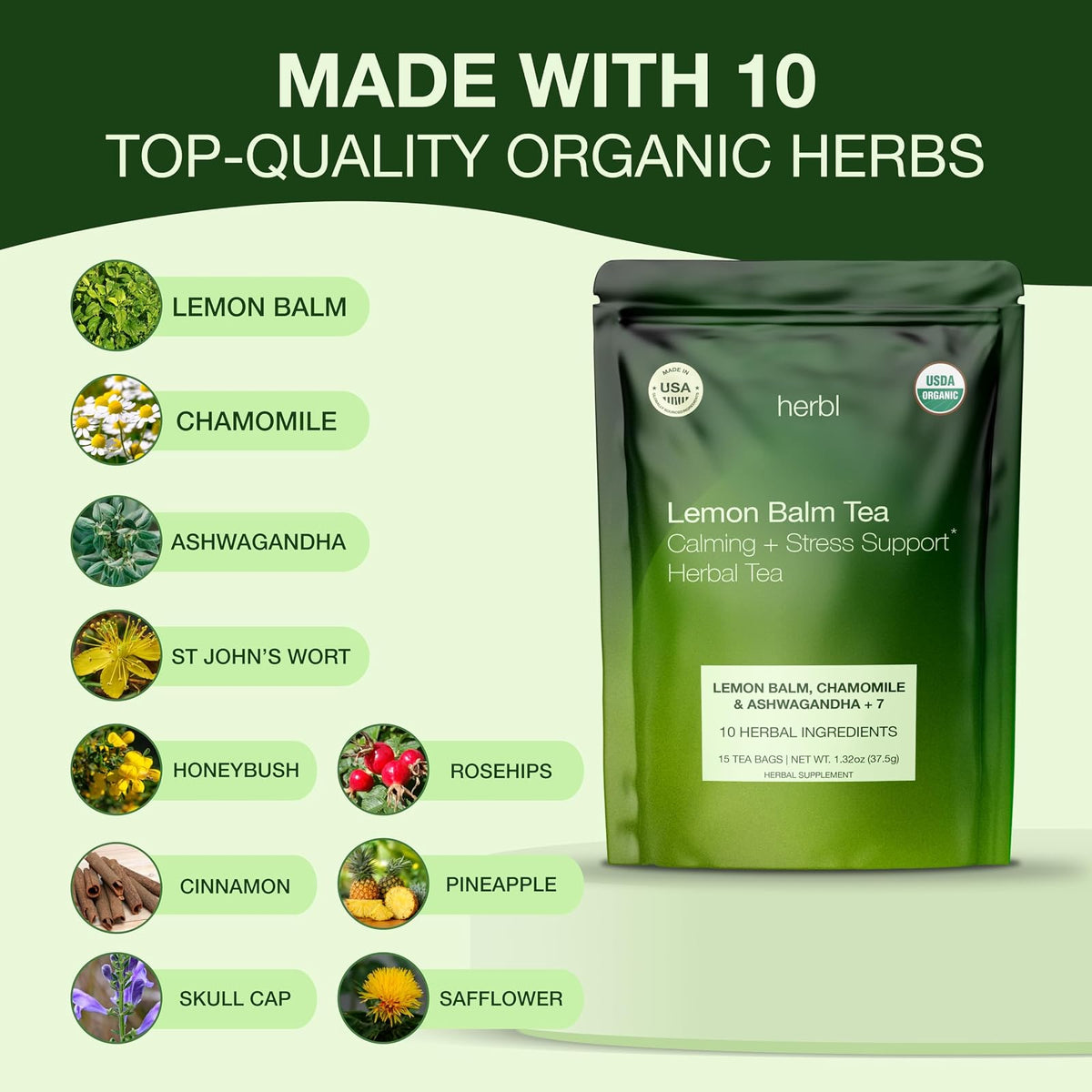 herbal tea blend with lemon balm
