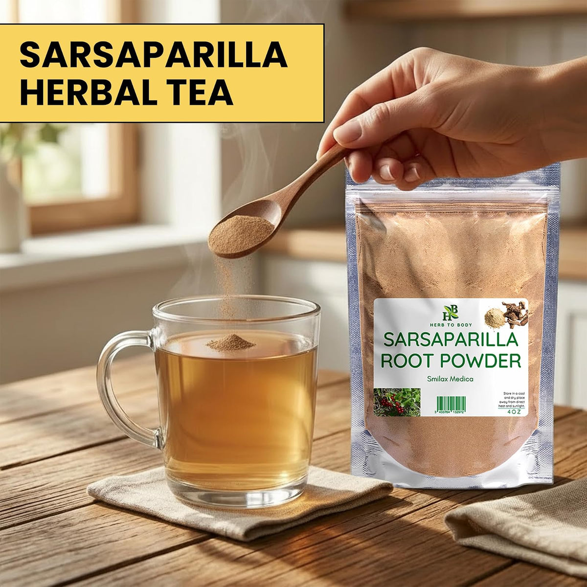 Herbal tea blend with sarsaparilla root