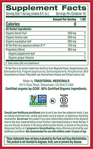 Herbal tea for respiratory support