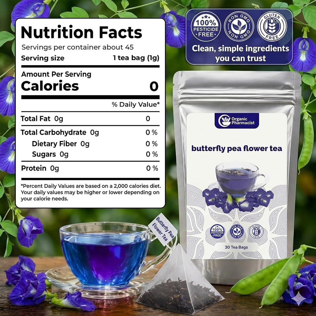 Herbal tea for vibrant blue colour