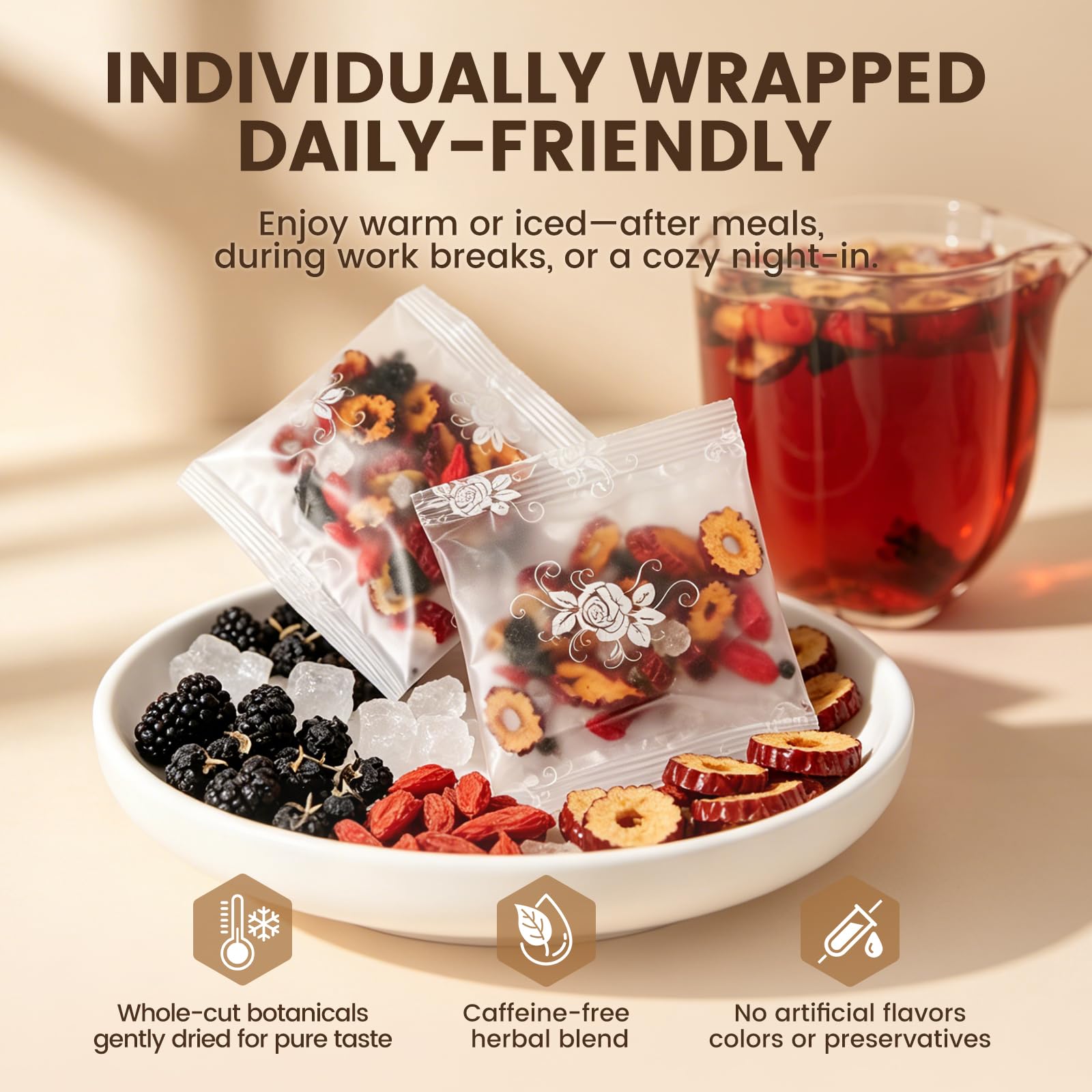 Herbal tea for wellness routines