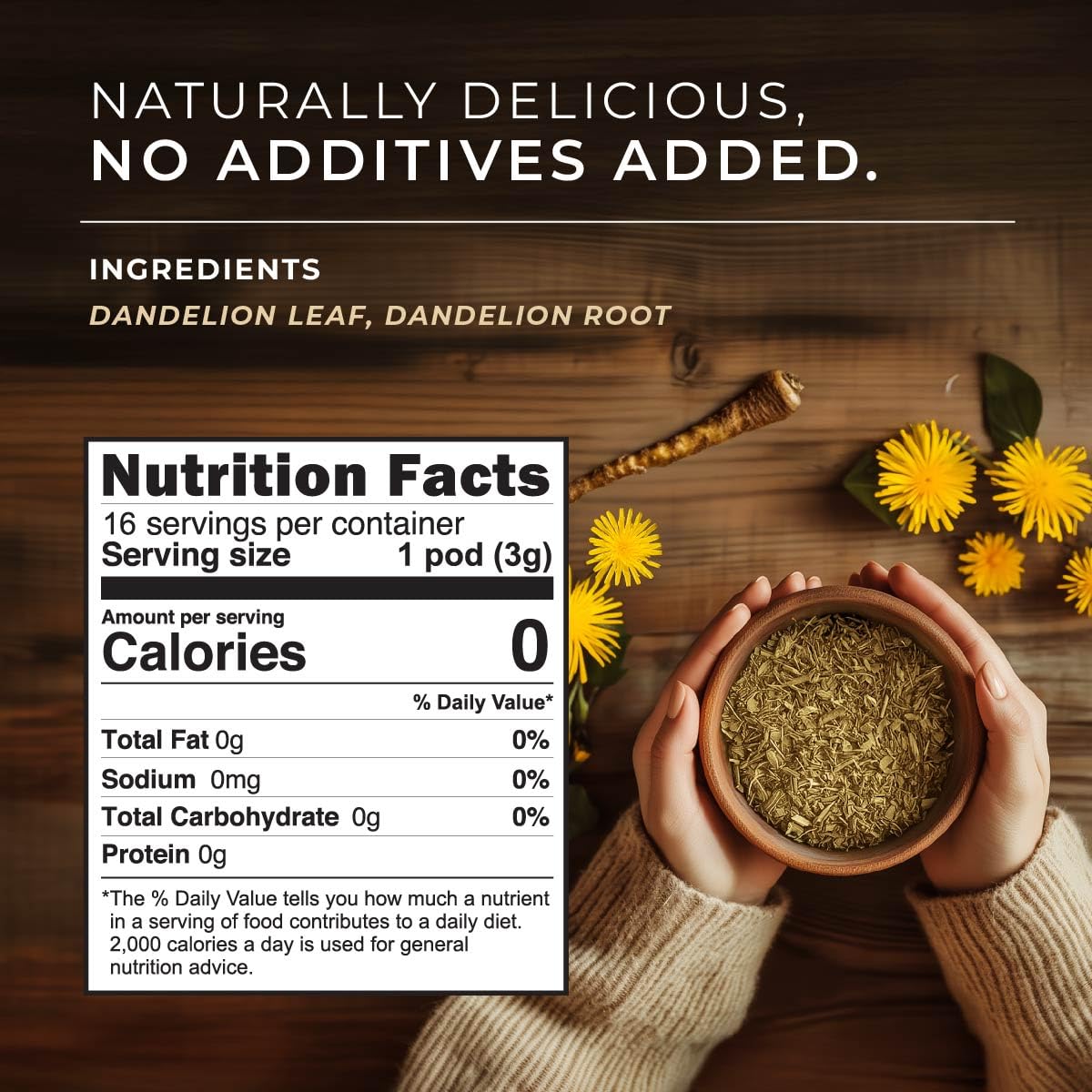Herbal tea pods with dandelion root