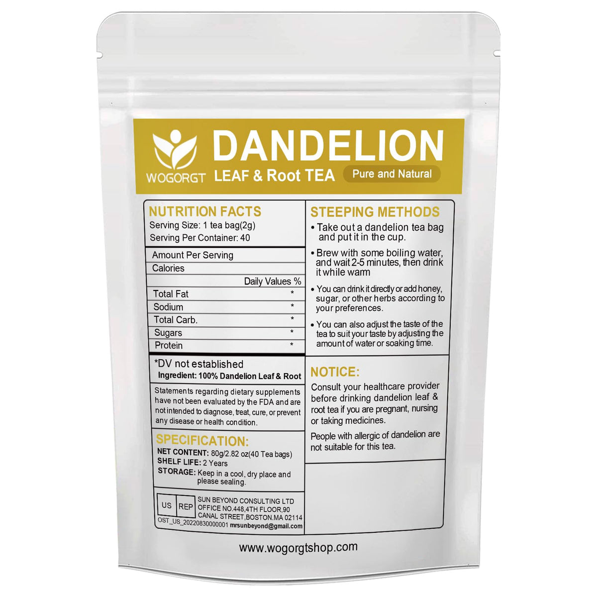 herbal tea with dandelion root
