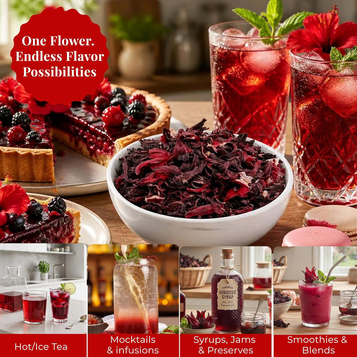 Herbal tea with dried hibiscus