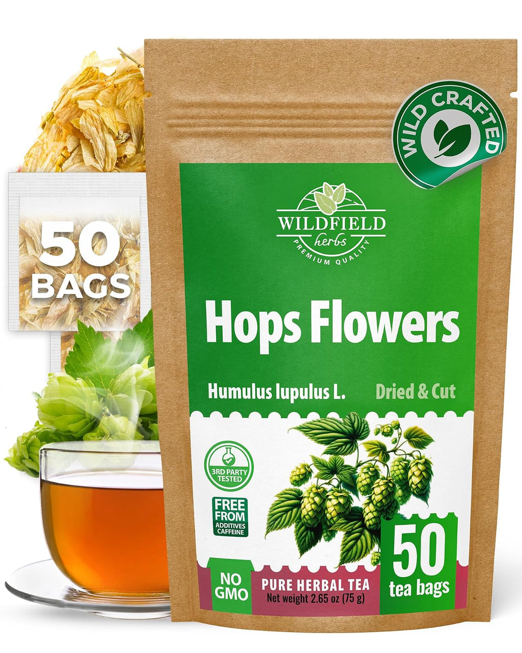 herbal tea with dried hops