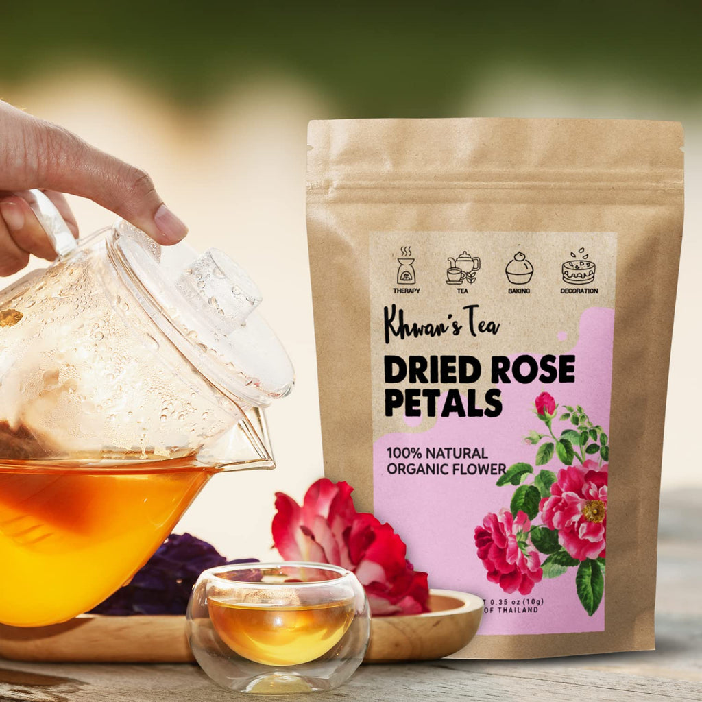 herbal tea with dried rose petals