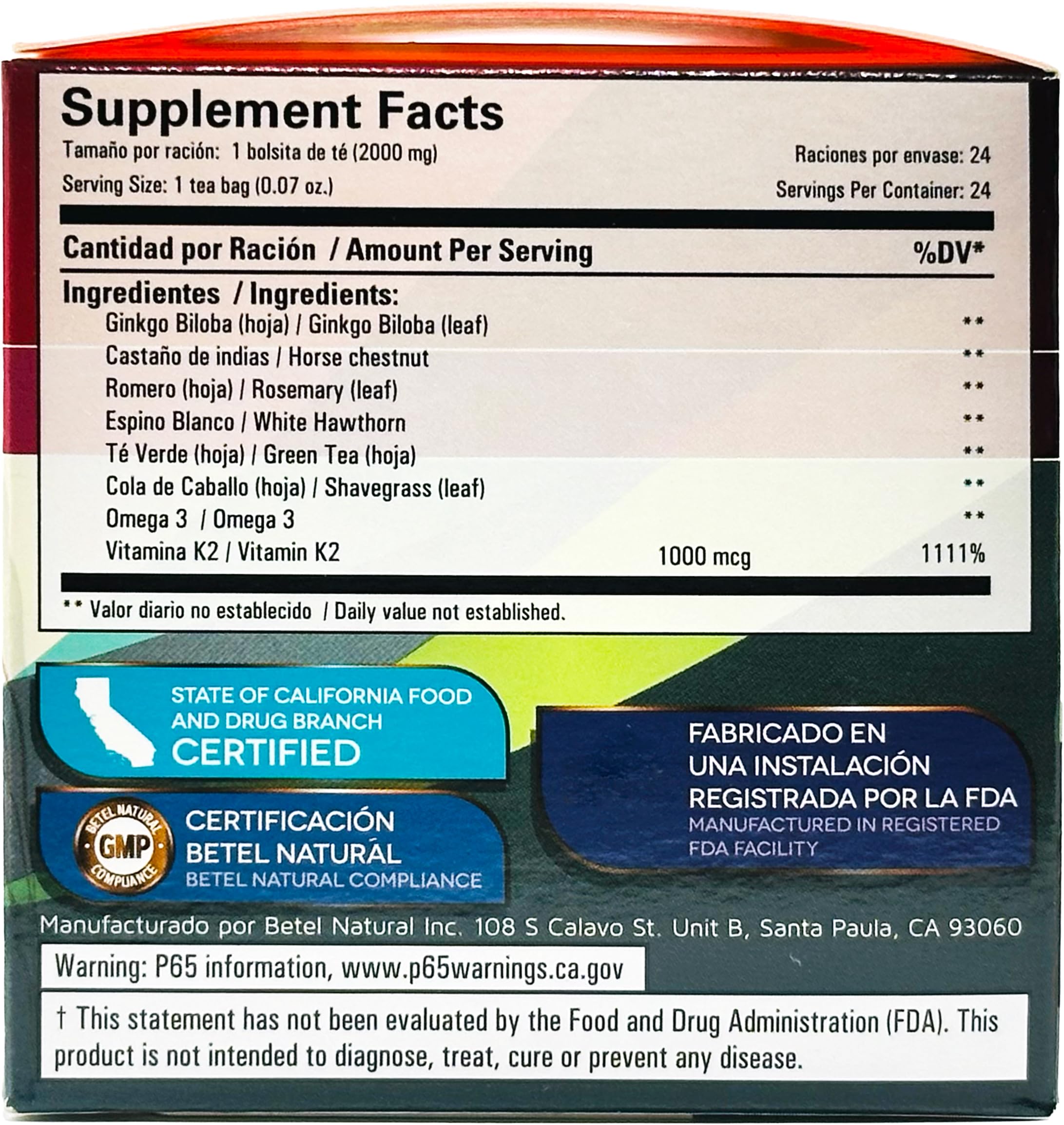 herbal tea with ginkgo biloba extract