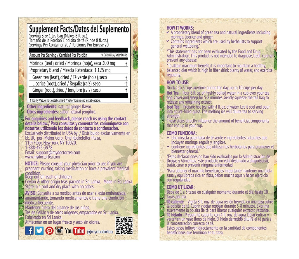 Herbal tea with Moringa for detox