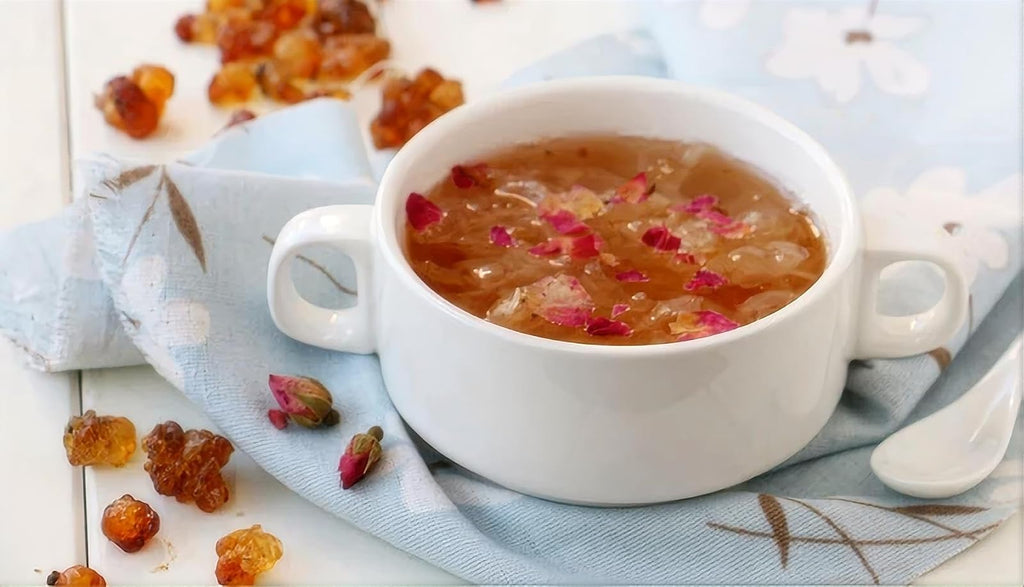 herbal tea with peach resin