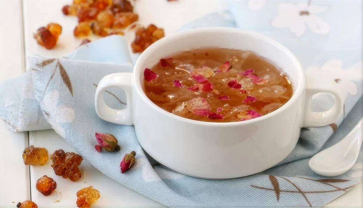 herbal tea with peach resin