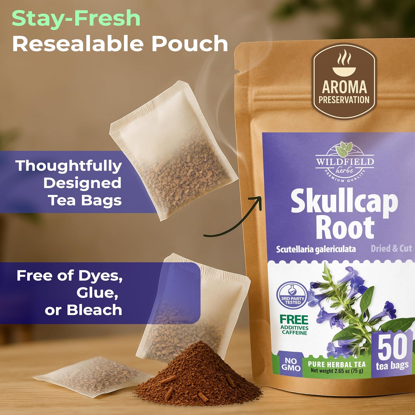 herbal tea with skullcap benefits