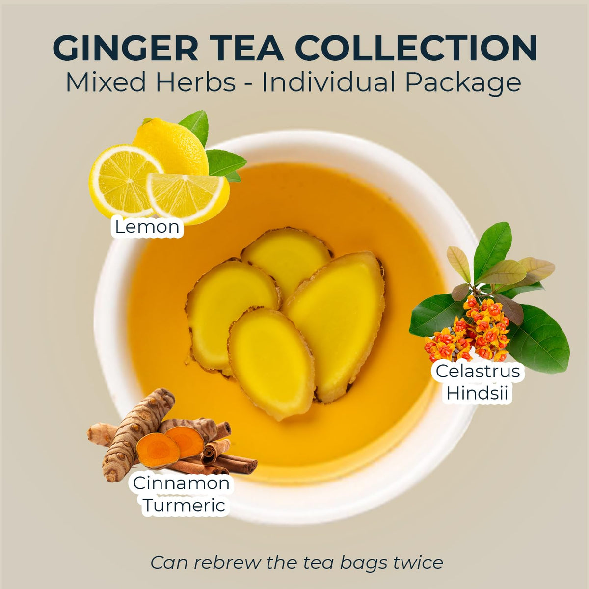 Herbal tea with turmeric and ginger