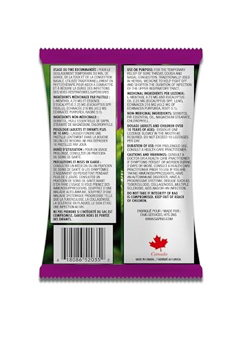 Herbal throat lozenges with light green taste