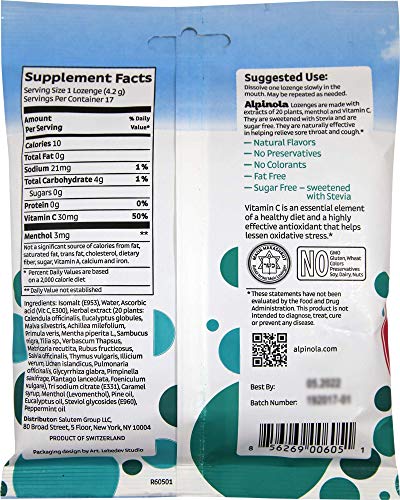 Herbal throat lozenges with vitamin C