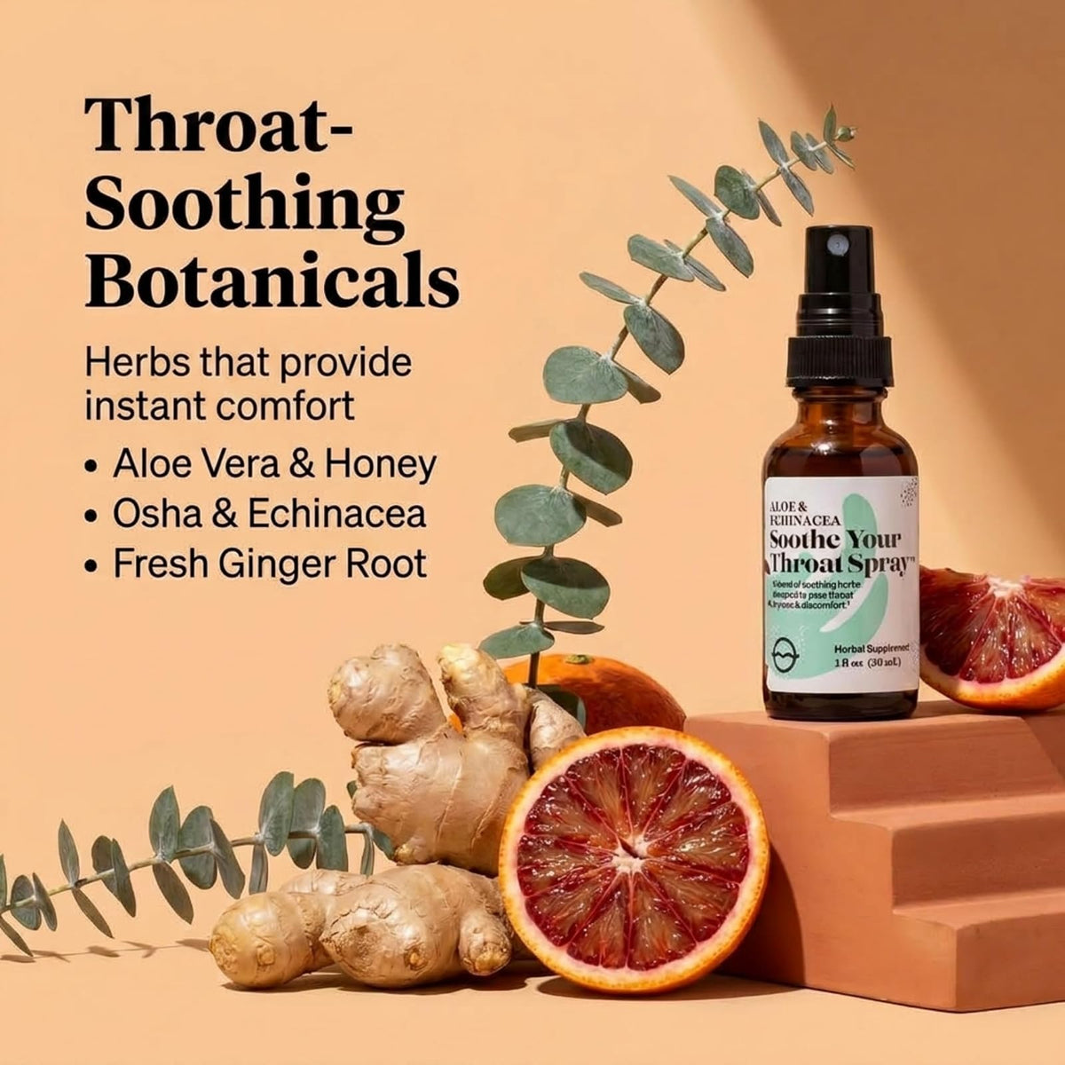Herbal throat spray for cold symptoms
