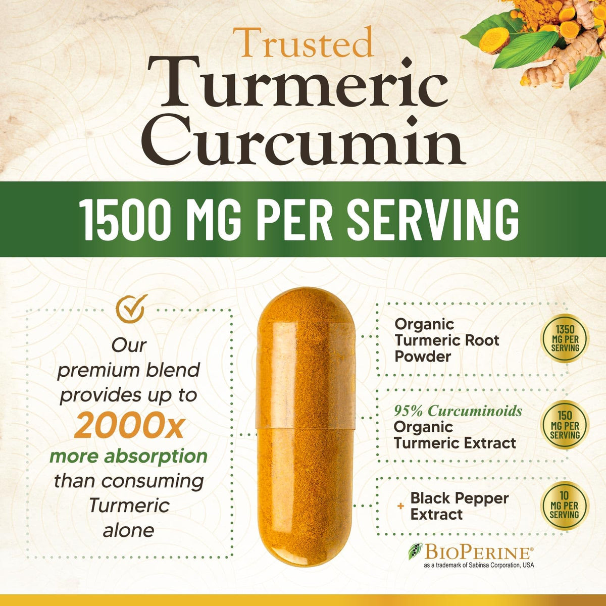Herbal turmeric curcumin for daily use