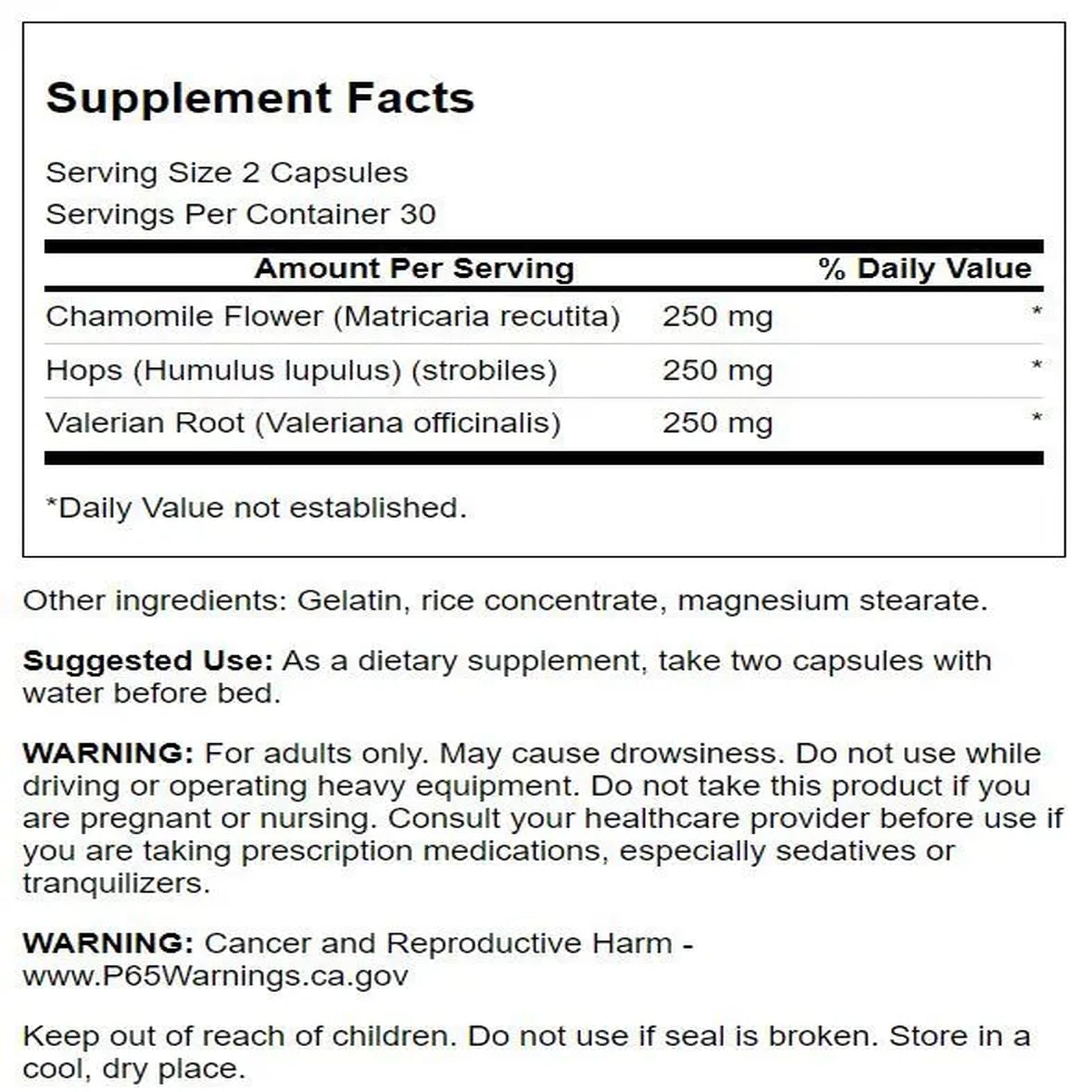 herbal valerian chamomile capsules