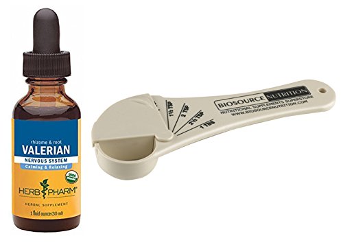 herbal valerian supplement with spoon