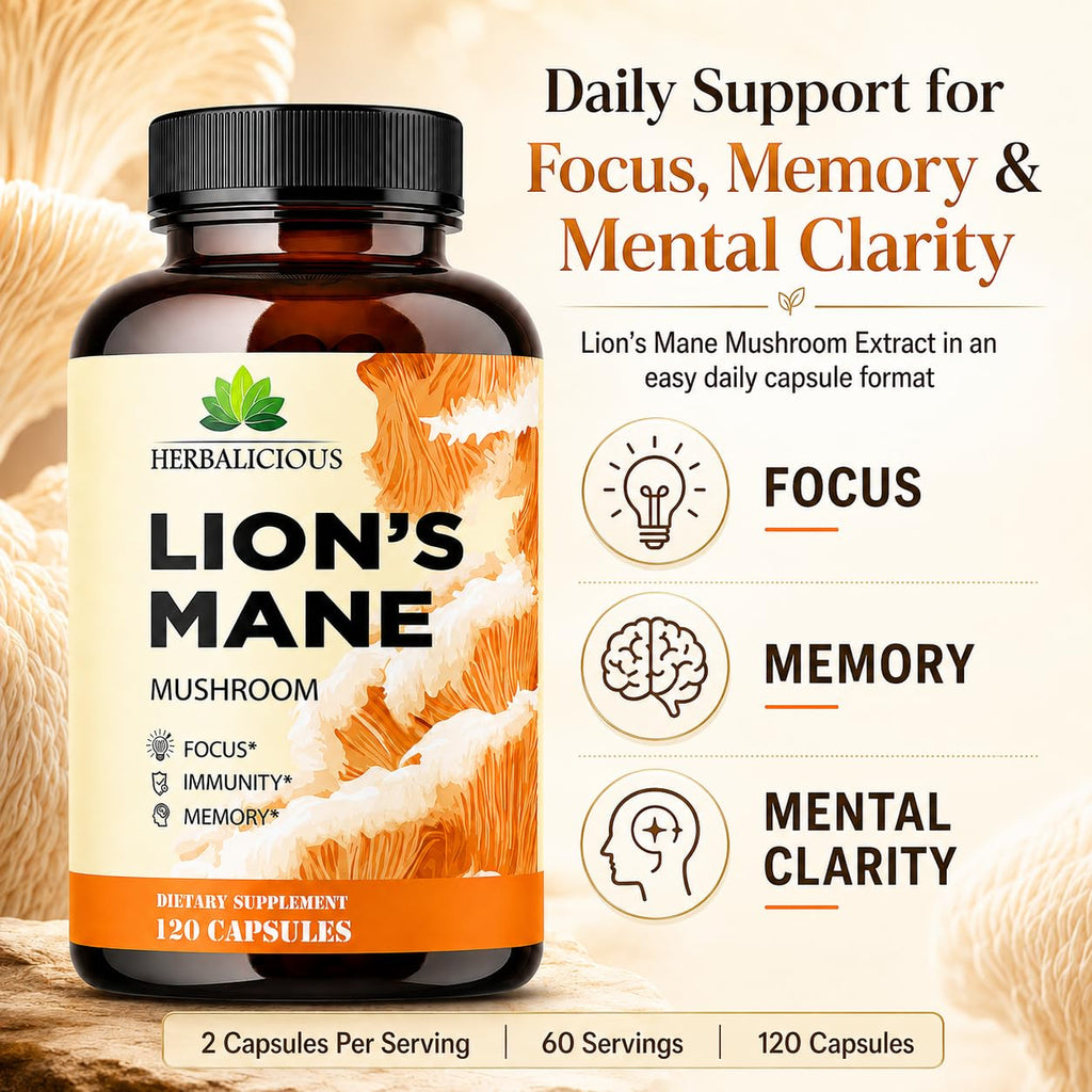 HERBALICIOUS lion's mane health benefits
