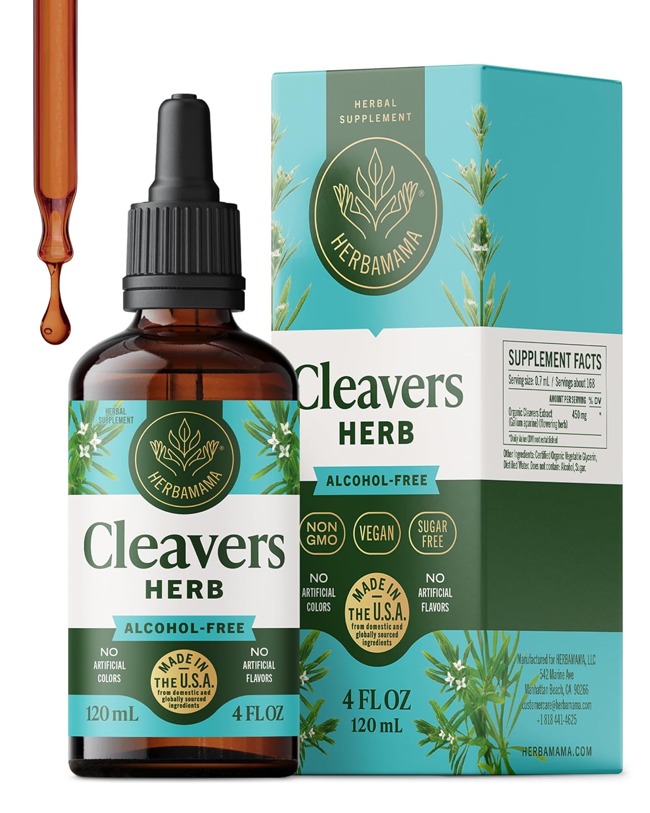 HERBAMAMA Cleavers detox tea drops