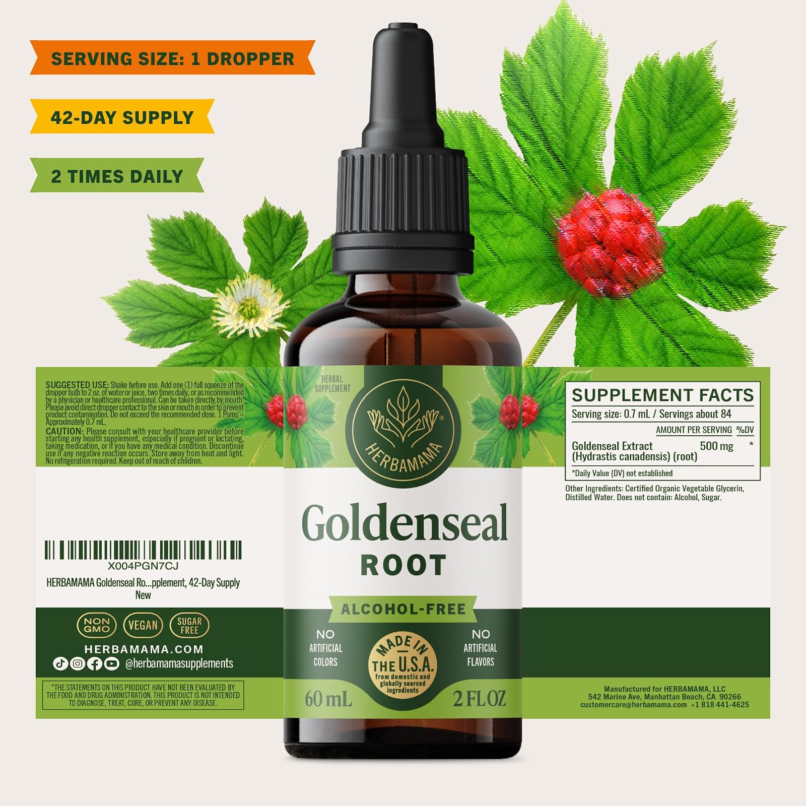 HERBAMAMA Goldenseal tincture for overall vitality
