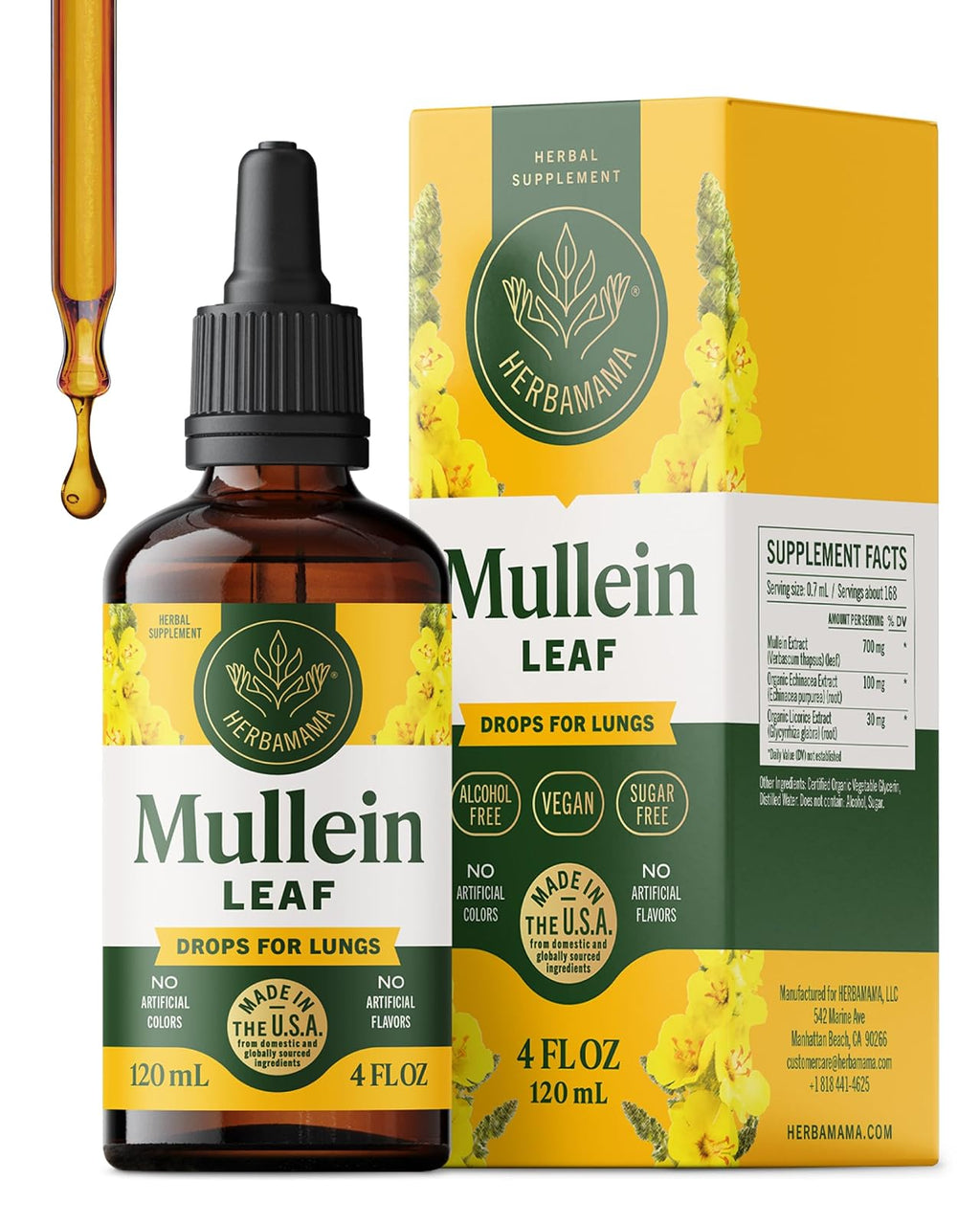 HERBAMAMA Mullein Drops for lung health