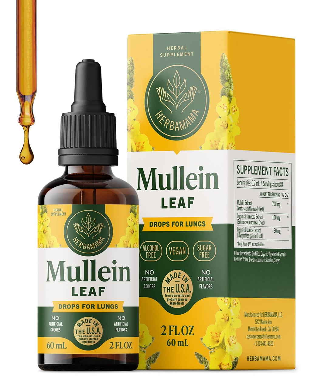 HERBAMAMA Mullein Drops for lung health