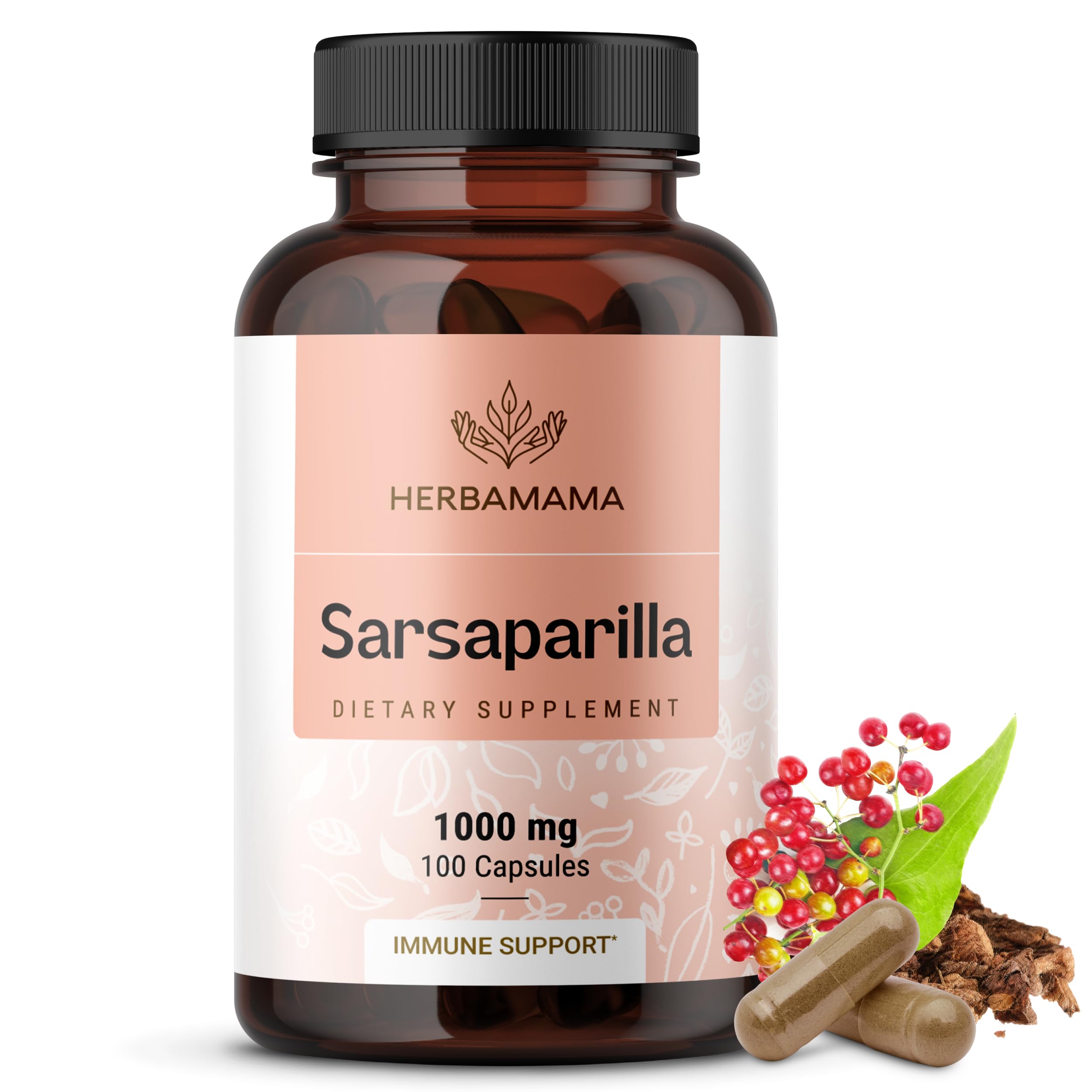 HERBAMAMA Sarsaparilla Root capsules for liver support