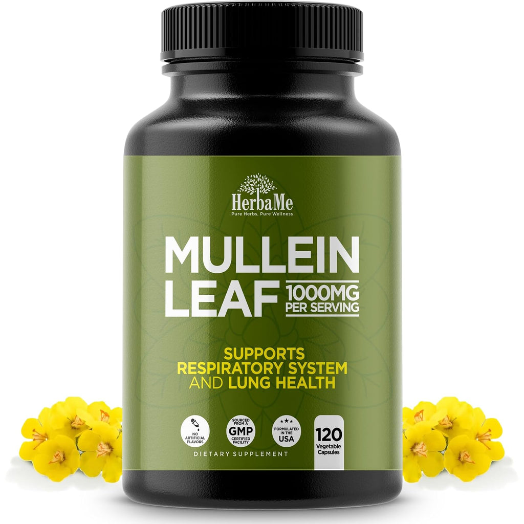 HerbaMe Mullein Leaf capsules for respiratory health