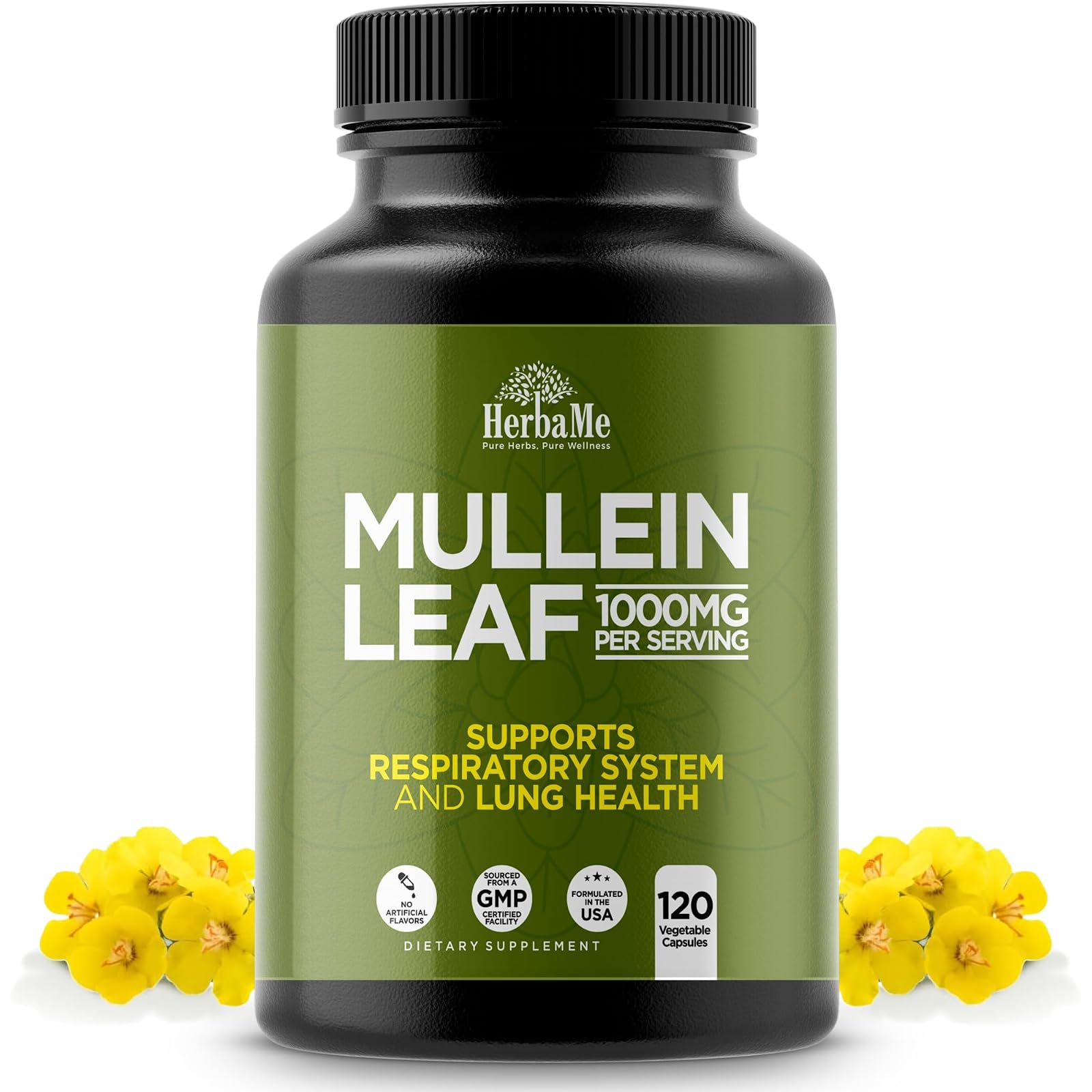 HerbaMe Mullein Leaf capsules for respiratory health