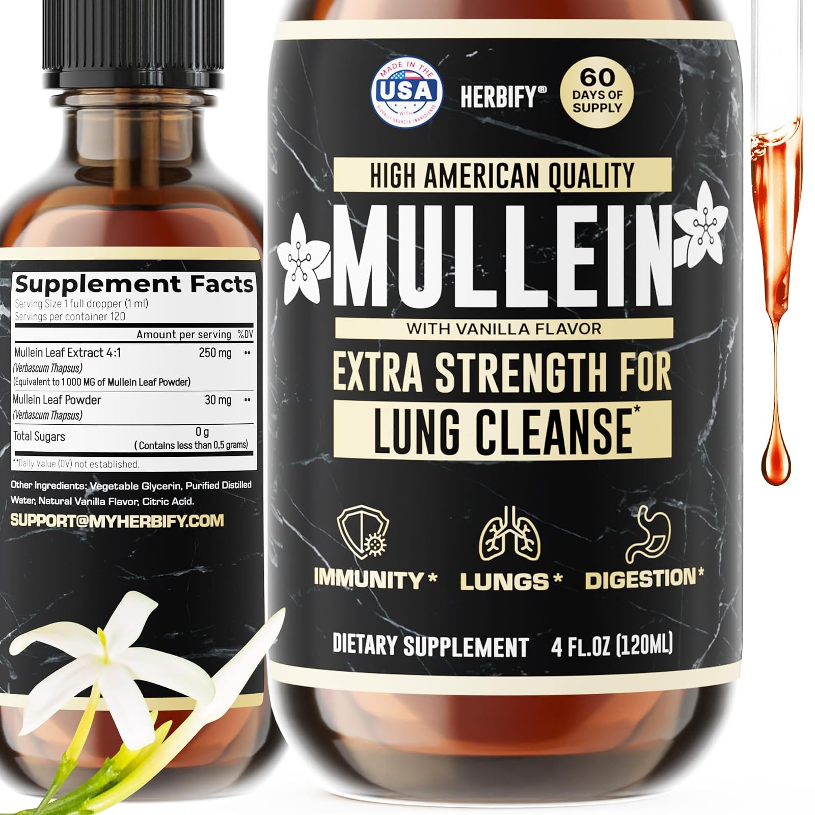 HERBIFY Mullein Drops for respiratory health