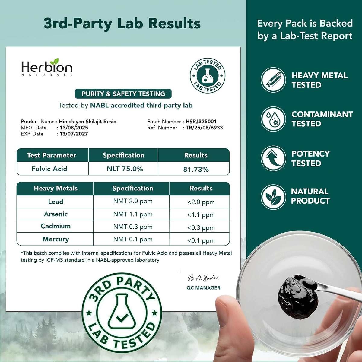 HERBION Naturals shilajit features