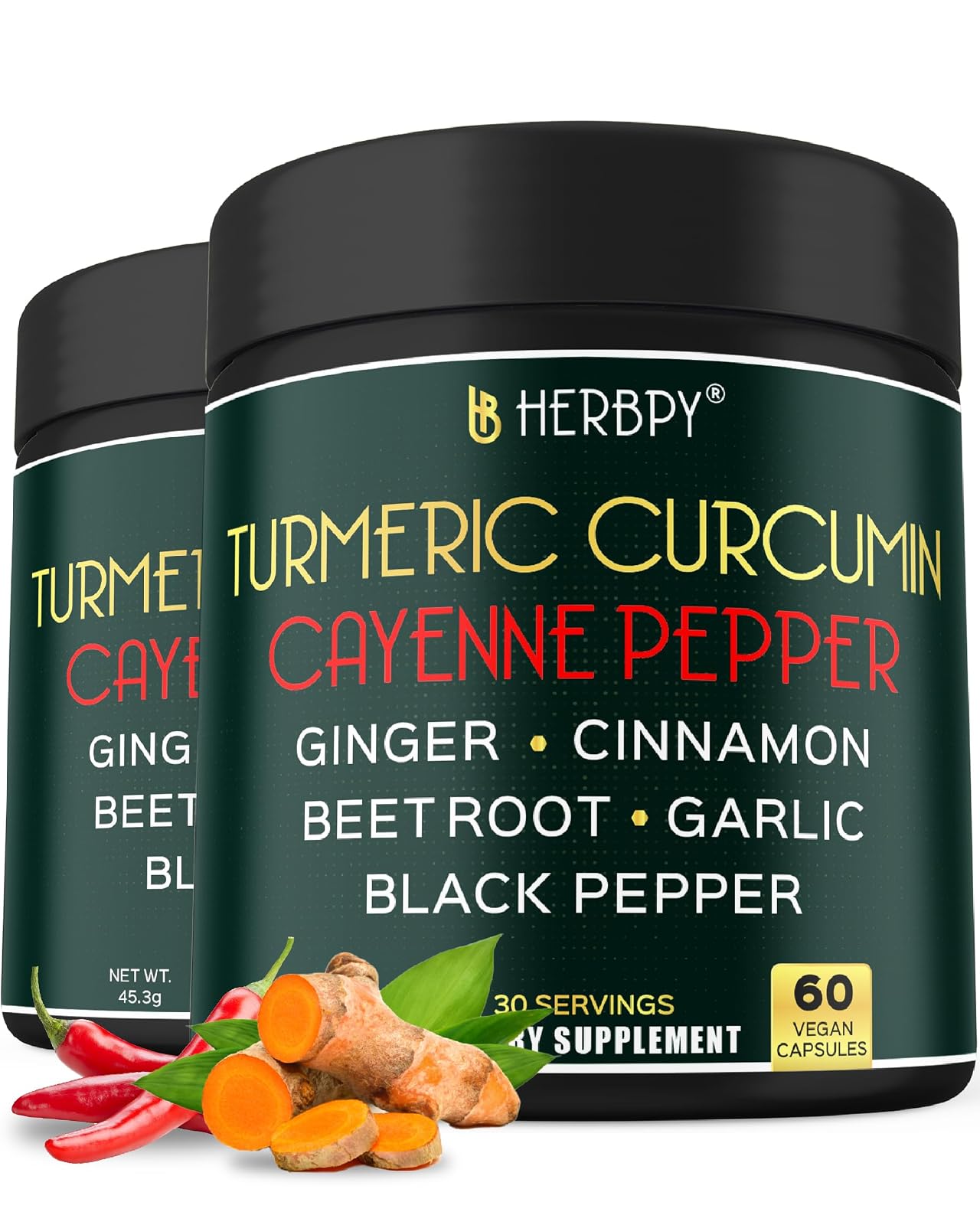Herbpy cayenne pepper turmeric capsules