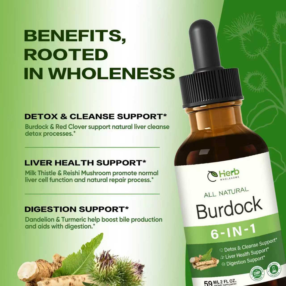 HerbWHOLESOME burdock root drops benefits