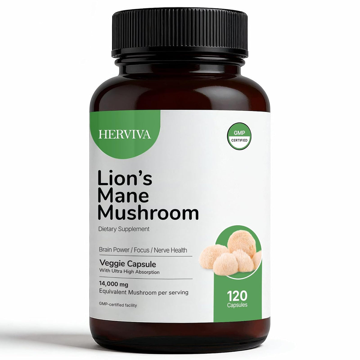HERVIVA Lions Mane Mushroom capsules