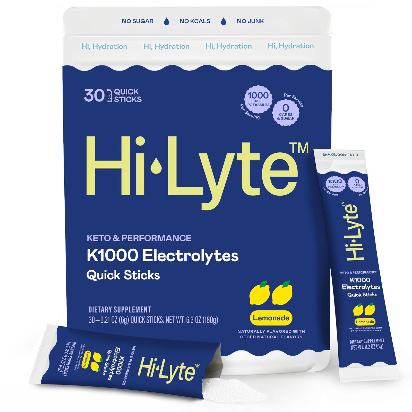 Hi-Lyte K1000 electrolyte powder lemonade