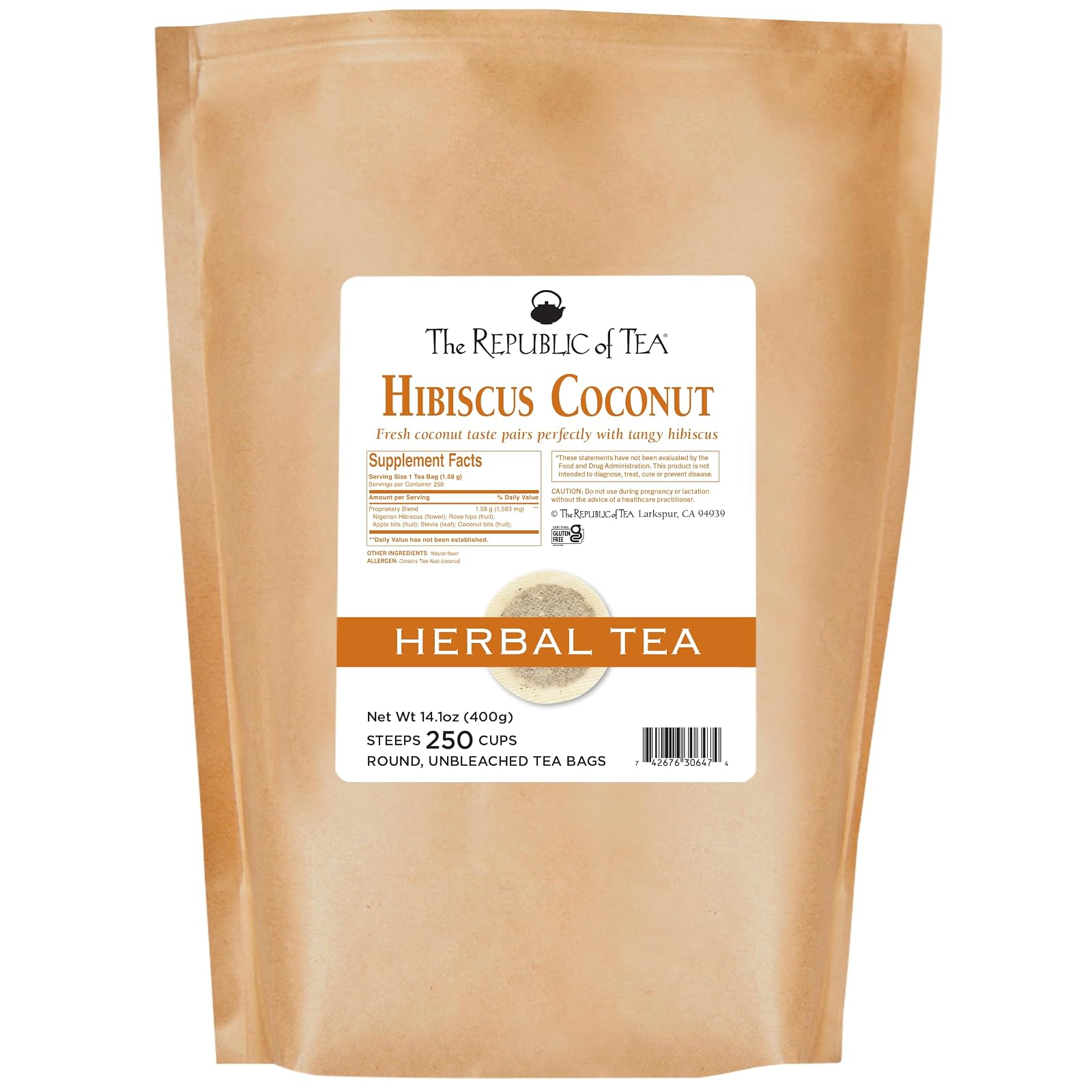Hibiscus coconut herbal tea bags
