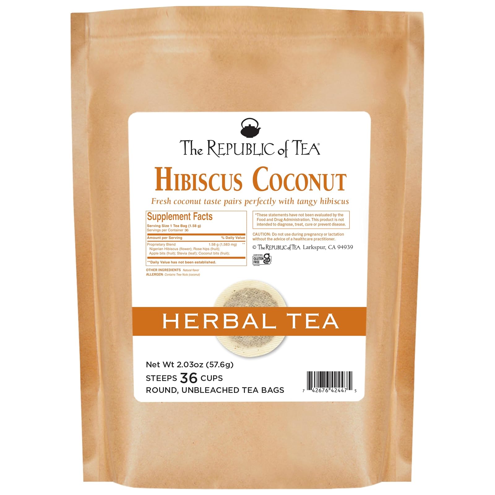 Hibiscus coconut herbal tea bags
